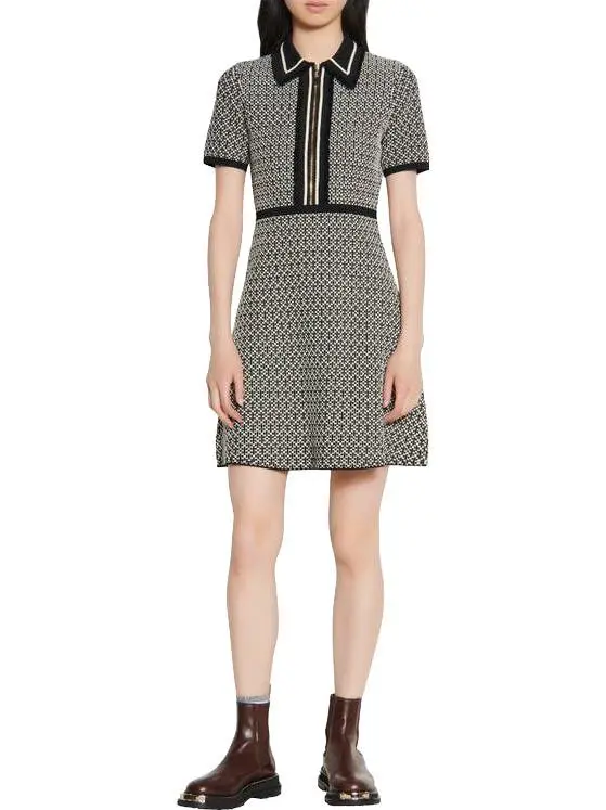 Sandro Tweed Short Sleeve Fit & Flare Dress - Multicolor