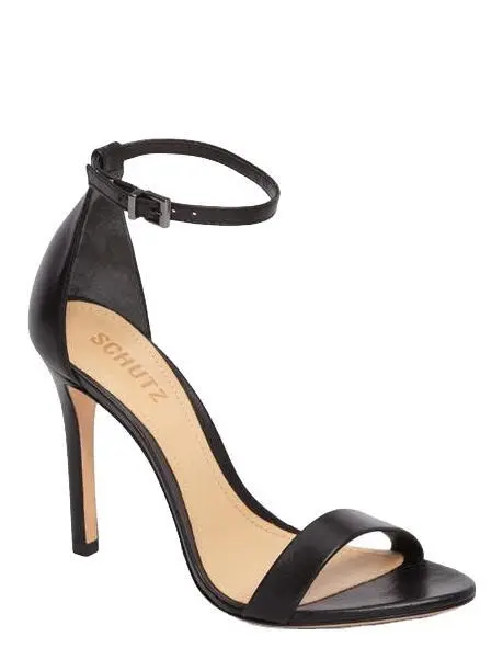 Schutz Cadey Lee Strappy Sandals - Black Leather
