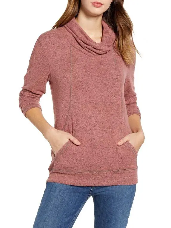 Loveappella Cross Neck Seamed Pullover - Rose