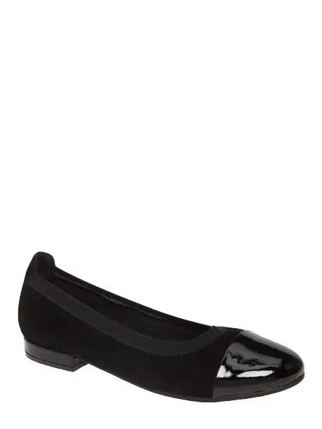 DAVID TATE Nicole Cap-toe Flat - Black Suede