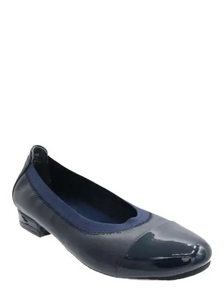 DAVID TATE Nicole Cap-toe Flat - Navy / Bone Pat