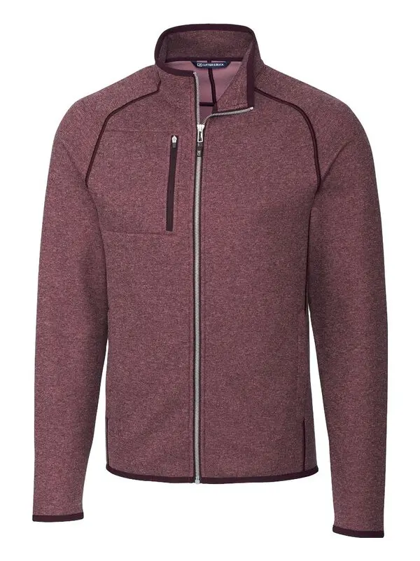 Cutter & Buck Mainsail Sweater Knit Full Zip Jacket - Bordeaux Heather