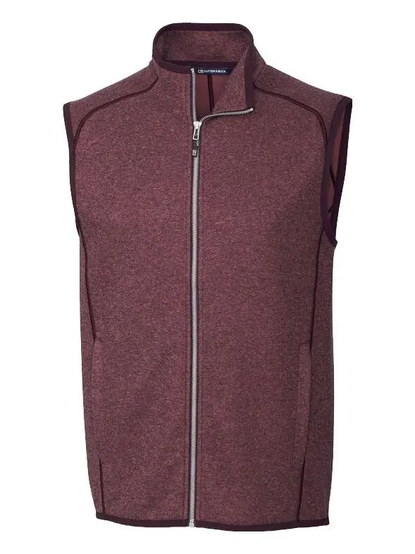 Cutter & Buck Mainsail Sweater Knit Full Zip Vest - Bordeaux Heather
