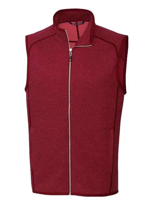 Cutter & Buck Mainsail Sweater Knit Full Zip Vest - Cardinal Red Heather