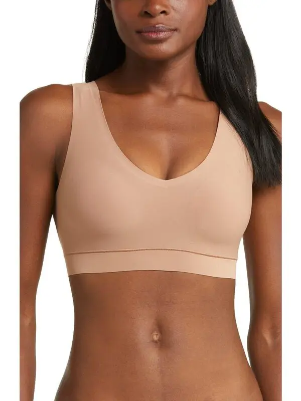 Chantelle Soft Stretch Padded V-neck Bralette - Coffee Latte