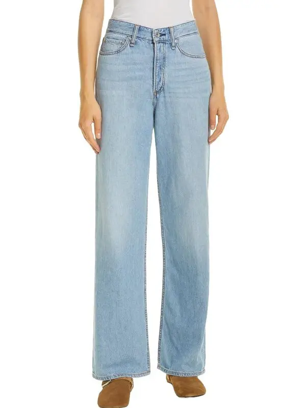 Rag & Bone Logan Wide Leg Jeans - Light Blue