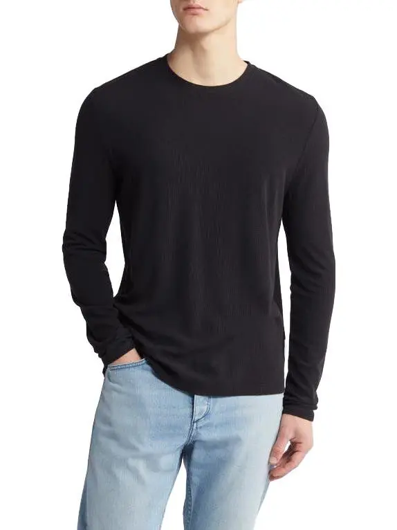Nn07 Clive Long Sleeve Waffle Knit Tee - Black