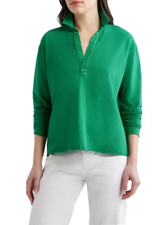 Frank & Eileen Heritage Jersey Popover Henley - Birdie Green