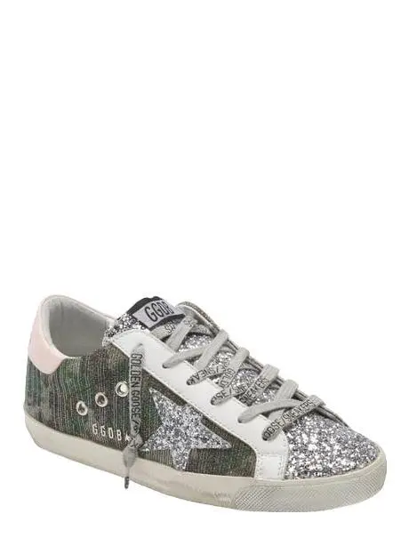 GOLDEN GOOSE Super-star Low Top Sneakers - Green/ Silver/ Pink/ White