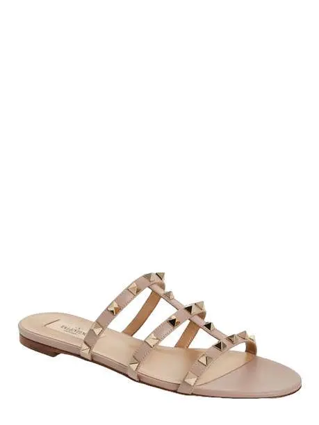 Valentino Garavani Rockstud Slide Sandal - P45 Poudre