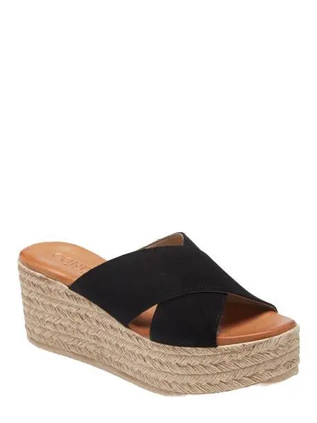Cordani Bella Espadrille Wedge Sandal - Black Suede