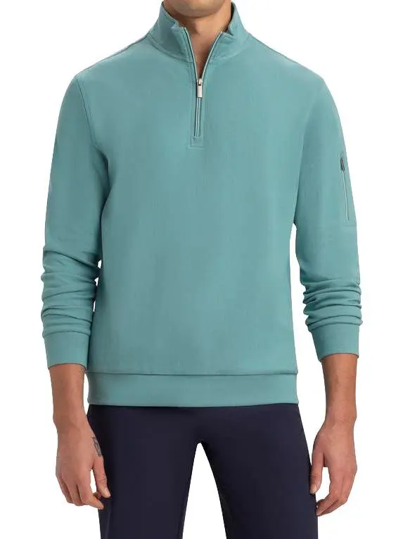 Bugatchi Cotton-blend Quarter-zip Pullover - Celadon