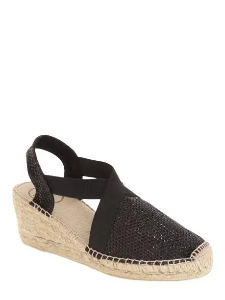 TONI PONS Triton Espadrille Wedge - Black Fabric