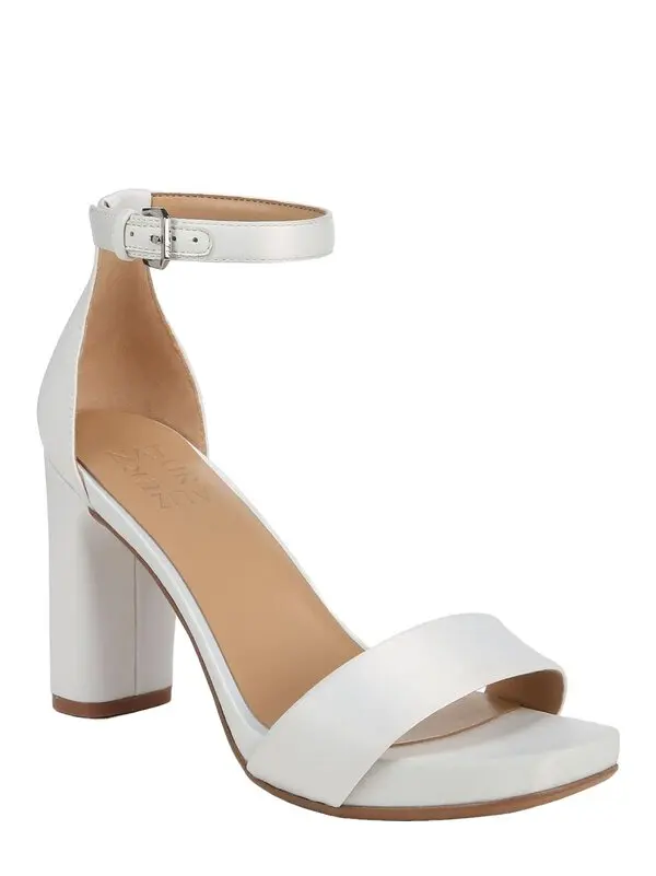 Naturalizer Joy Ankle Strap Sandal - Pearl White Satin Fabric
