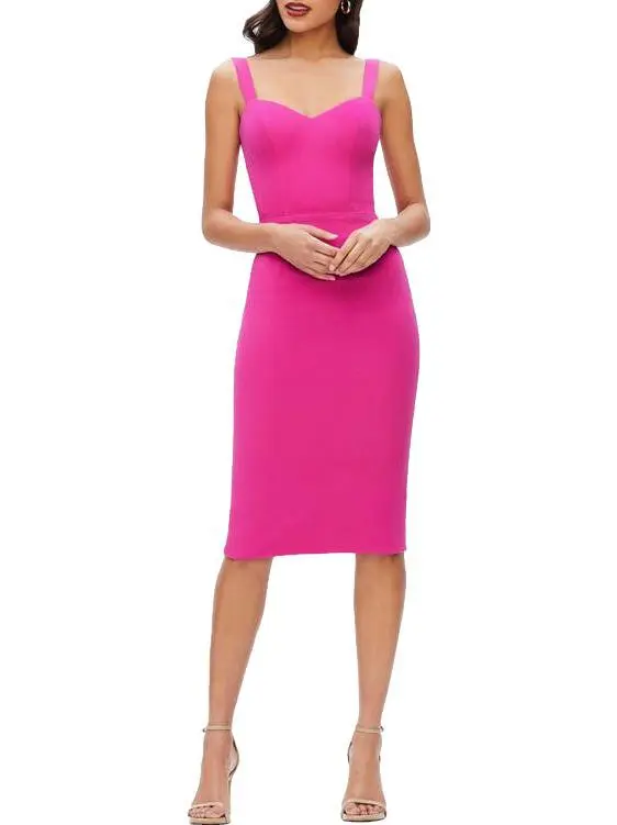 Dress The Population Nicole Sweetheart Neck Cocktail Sheath Dress - Bright Fuchsia