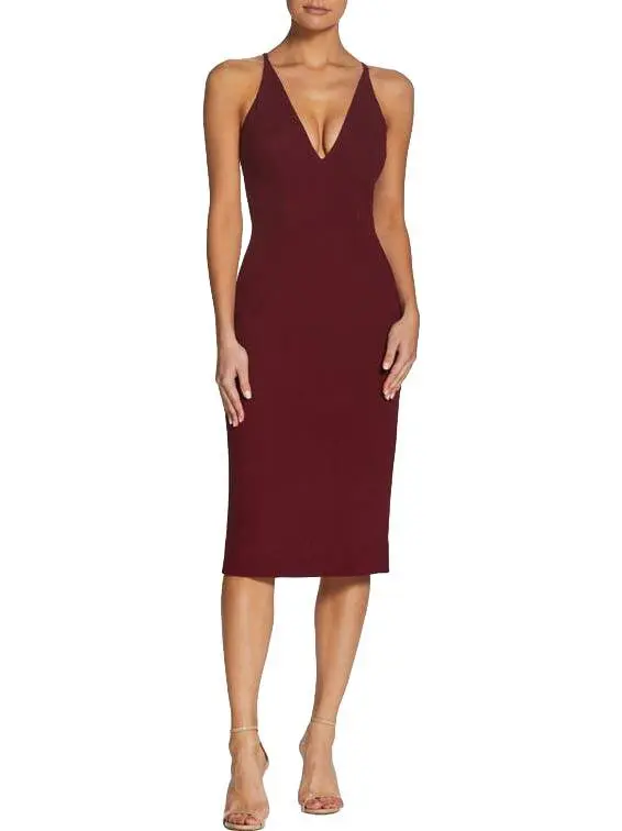 Dress The Population Lyla Crepe Cocktail Dress - Burgundy