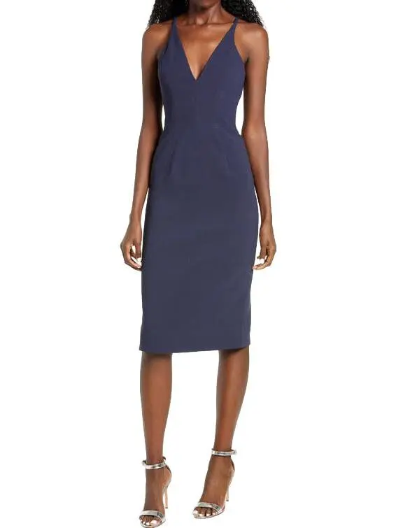 Dress The Population Lyla Crepe Cocktail Dress - Navy