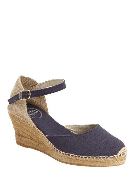 TONI PONS Caldes Linen Wedge Sandal - Navy Linen