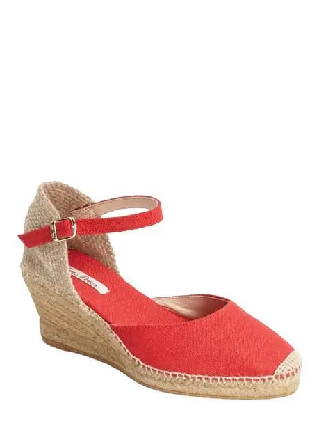 TONI PONS Caldes Linen Wedge Sandal - Red
