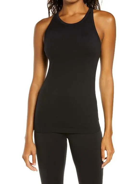 Zella Pure Seamless Ribbed Racerback Tank - Black