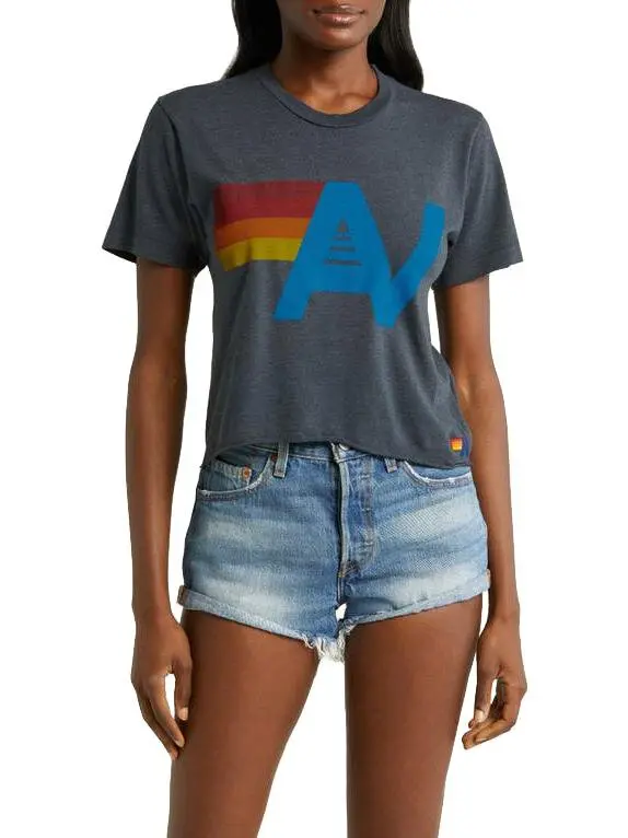 Aviator Nation Logo Boyfriend Tee - Charcoal