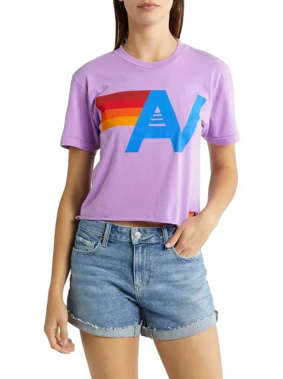 Aviator Nation Logo Boyfriend Tee - Neon Purple