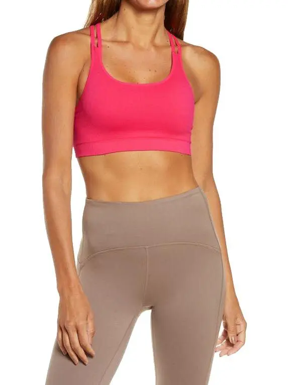 Zella Seamless Strappy Sports Bra - Pink Atomic