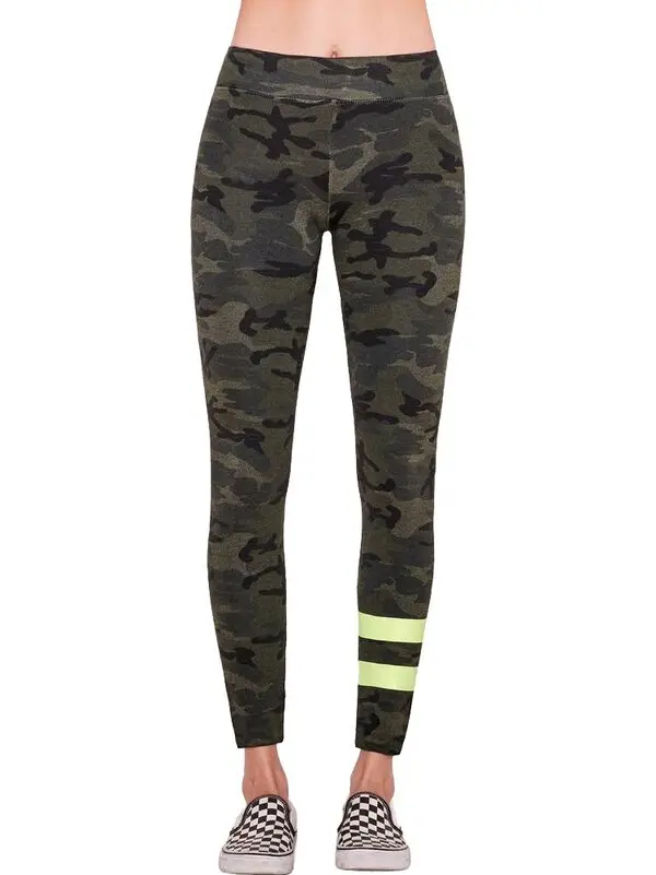 Sundry Camouflage Stripe Yoga Pants - Olive