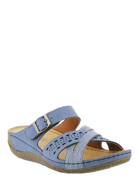 SPRING STEP SHOES Denia Slide Sandal - Blue