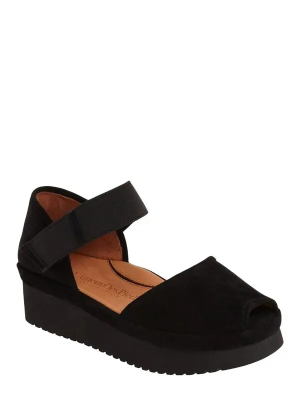 L'AMOUR DES PIEDS Amadour Platform Sandal - Black Suede Leather