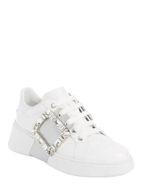 ROGER VIVIER Viv Skate Crystal Buckle Sneakers - White
