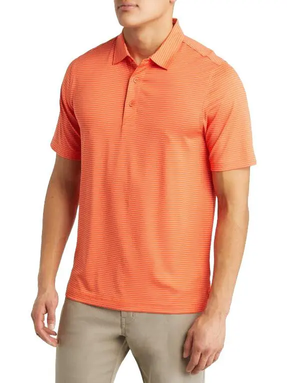 Cutter & Buck Forge Drytec Pencil Stripe Performance Polo - College Orange