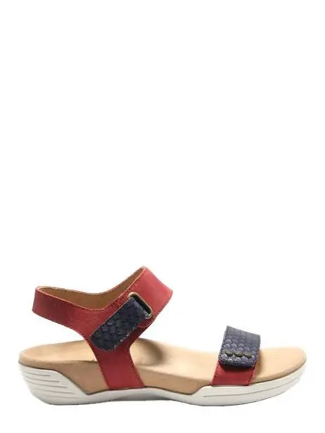 HALSA FOOTWEAR Dominica Sandal - Dark Red/navy Leather