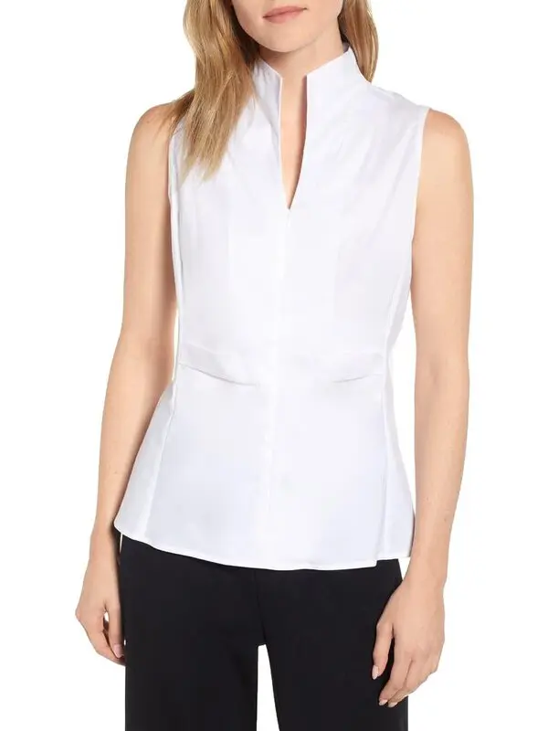Ming Wang Sleeveless Woven Shell - White