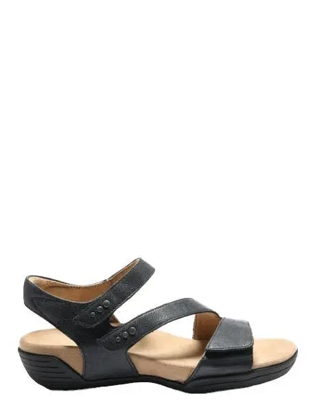 HALSA FOOTWEAR Denia Ankle Strap Sandal - Black Leather