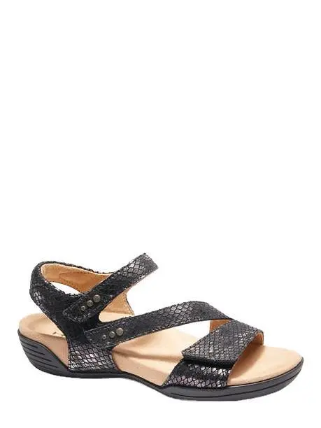 HALSA FOOTWEAR Denia Ankle Strap Sandal - Black/silver
