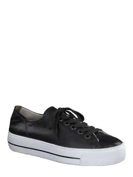 Paul Green Bixby Platform Sneakers - Black Leather