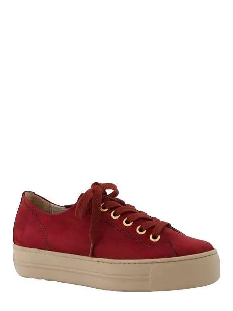 Paul Green Bixby Platform Sneakers - Wine Nubuck