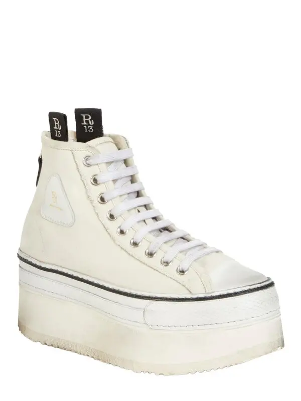 R13 Platform High-top Sneakers - Ecru