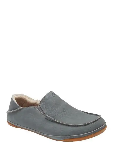Olukai Kipuka Hulu Shearling Slipper - Charcoal Leather