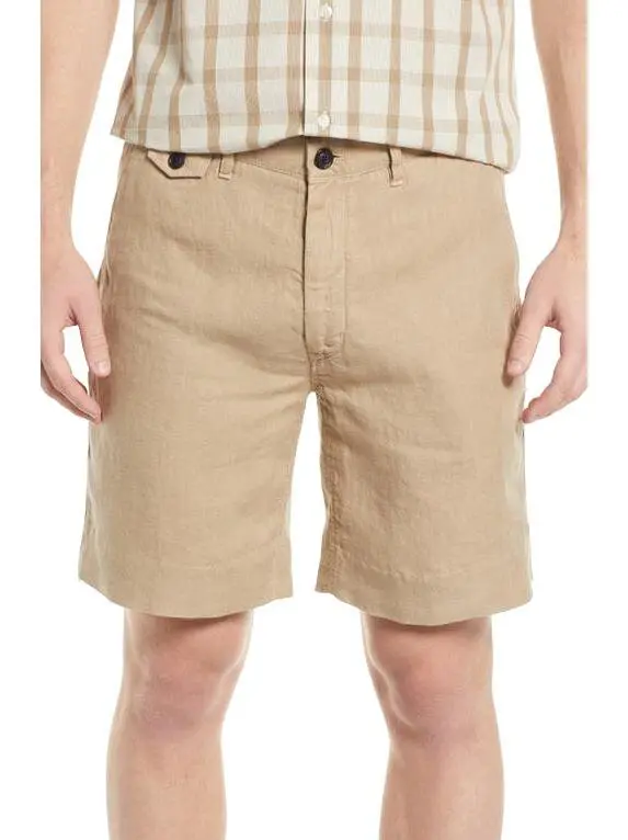 Billy Reid Moore Linen Shorts - Khaki