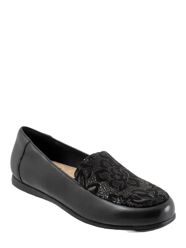 Trotters Deanna Flat Loafer - Black Floral