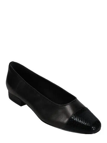 Vaneli Cap Toe Flat - Black Leather