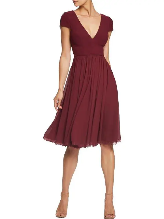 Dress The Population Fit & Flare Cocktail Dress - Burgundy