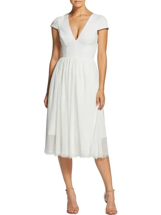 Dress The Population Fit & Flare Cocktail Dress - Off White