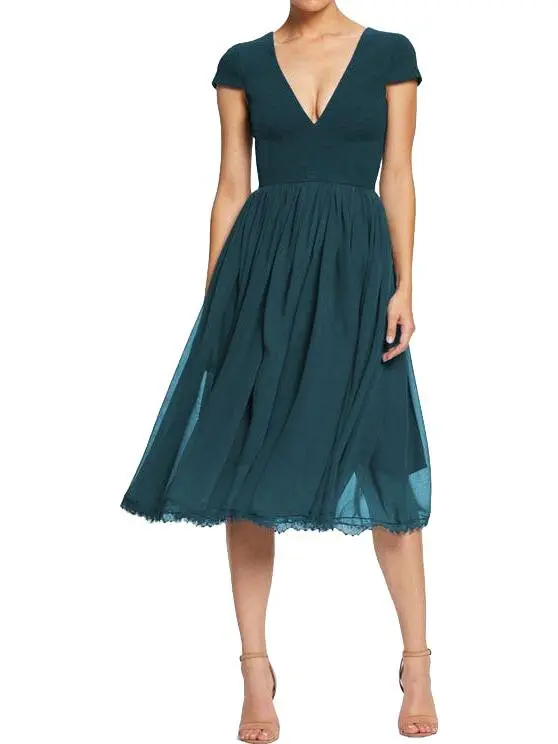 Dress The Population Fit & Flare Cocktail Dress - Pine