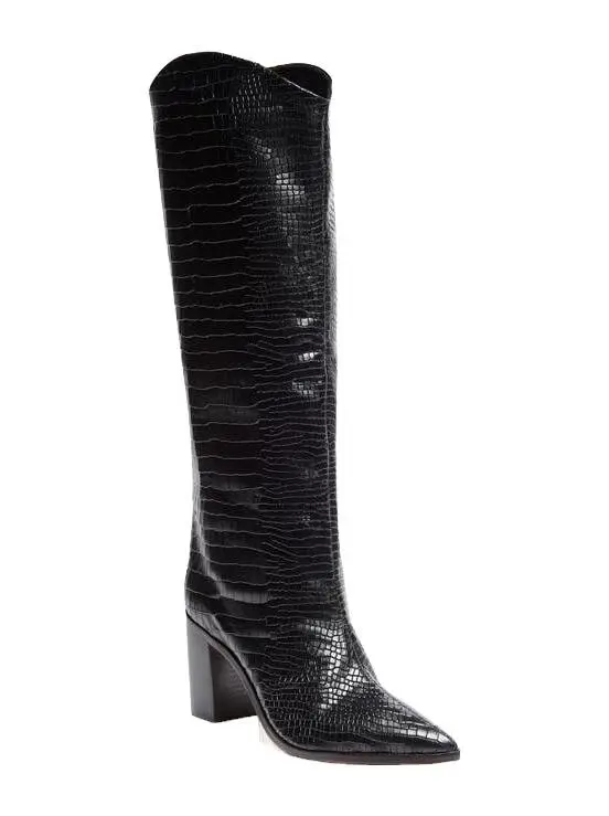 Schutz Maryana Pointed Toe Knee High Boots - Black