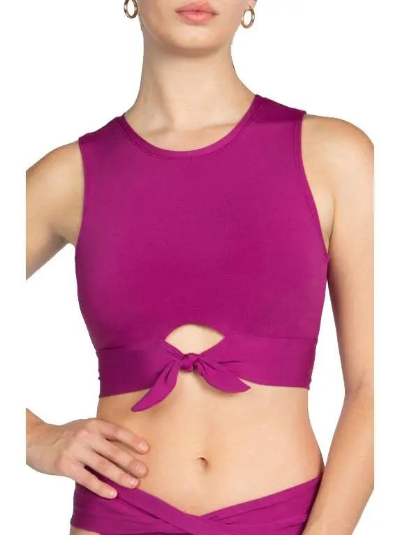 Robin Piccone Ava Longline Knot Front Bikini Top - Acai