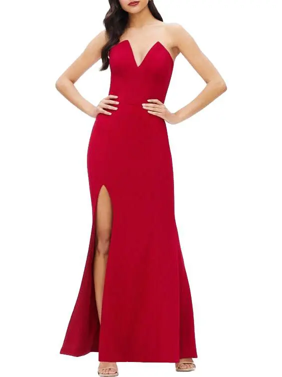 Dress The Population Fernanda Strapless Gown - Garnet