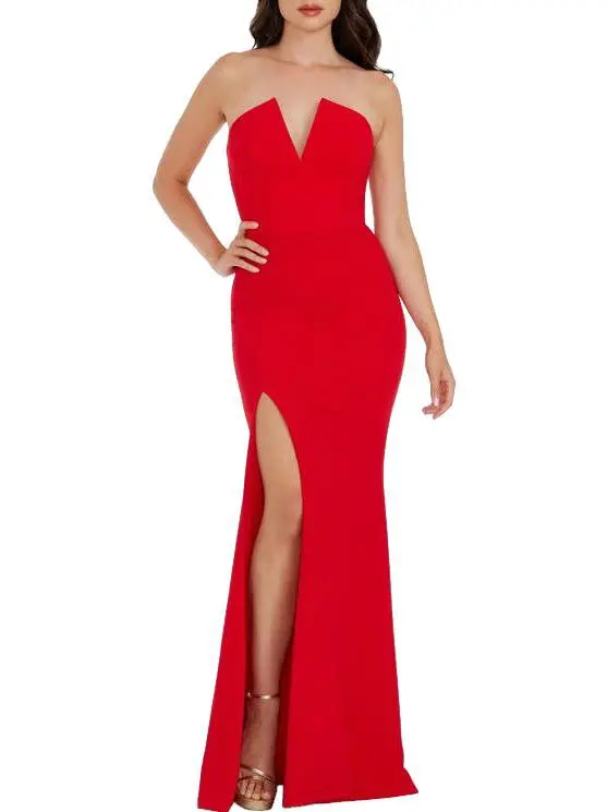 Dress The Population Fernanda Strapless Gown - Rouge